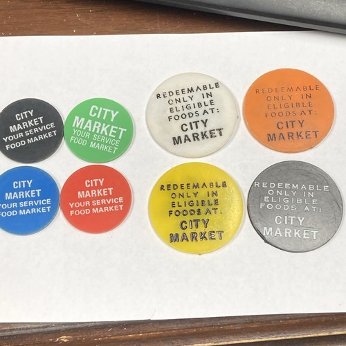 food stamp Credit Tokens City Market Lot of 8, all different plastic NR ...
