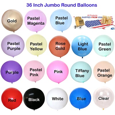 36' Inch Round 5 pcs Pack Thicken Latex Jumbo Balloons Baby Shower ...