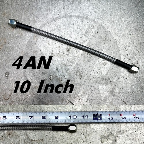 10" Stainless Steel Braided Hydraulic Line (-4AN Straight to -4AN ...