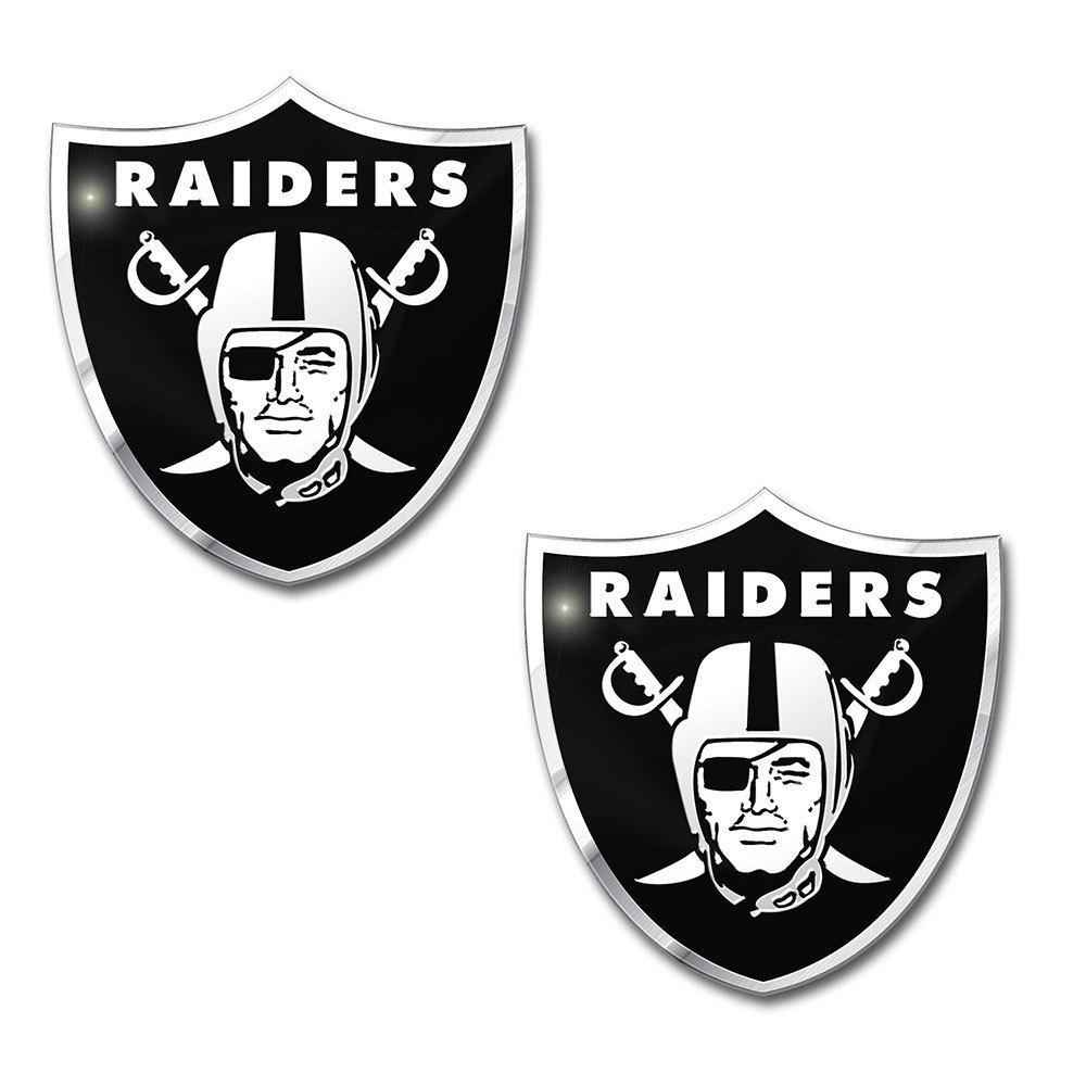 NFL 2pc Oakland Raiders Auto Car Truck 3D Aluminum Color Emblem Decal ...