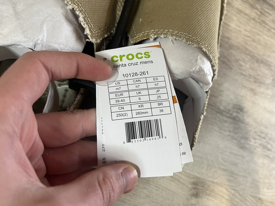 NEW Crocs Santa Cruz Men's Size 7 Khaki Beige Canvas Slip On Loafers ...