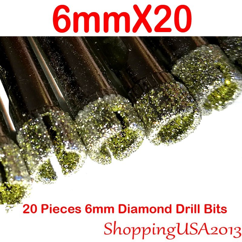 20X 6mm Diamond tool drill bit hole saw set glass ceramic marble ...