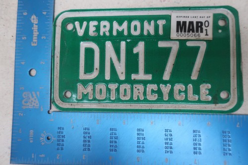 Vermont License Plate Tag VT 2001 01 Motorcycle DN177 | eBay