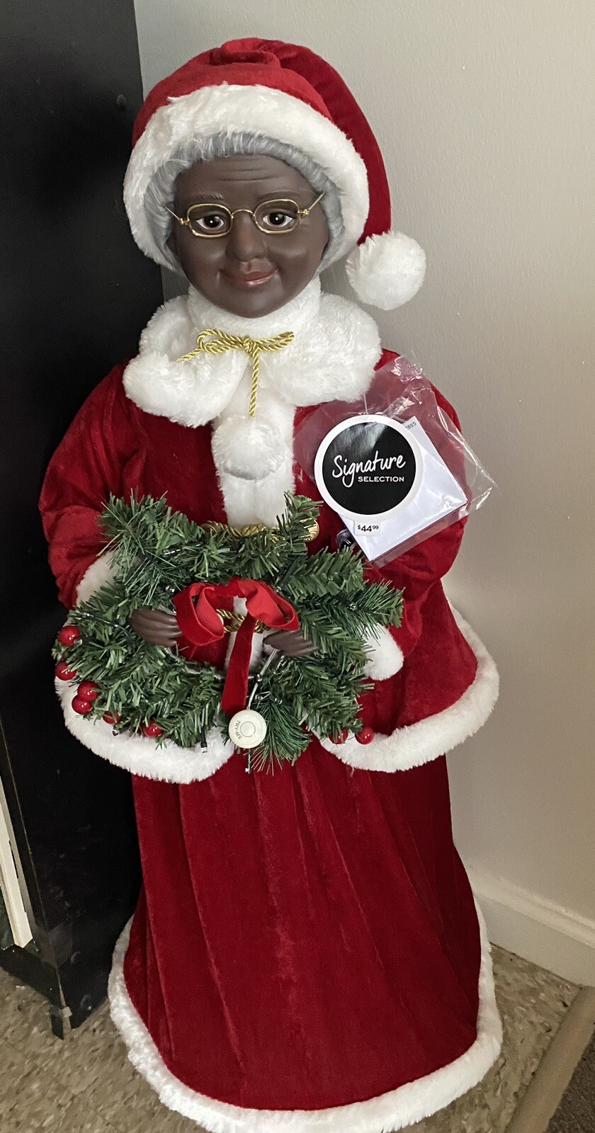 NEW W/TAG African American Mrs. Santa Claus Plush Statue 2 FT Lite Up ...