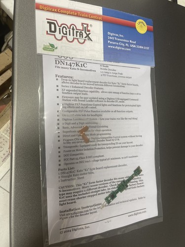 DIGITRAX DN147K1C 1 Amp N Scale Mobile Decoder for Kato N scale SD40-2 ...