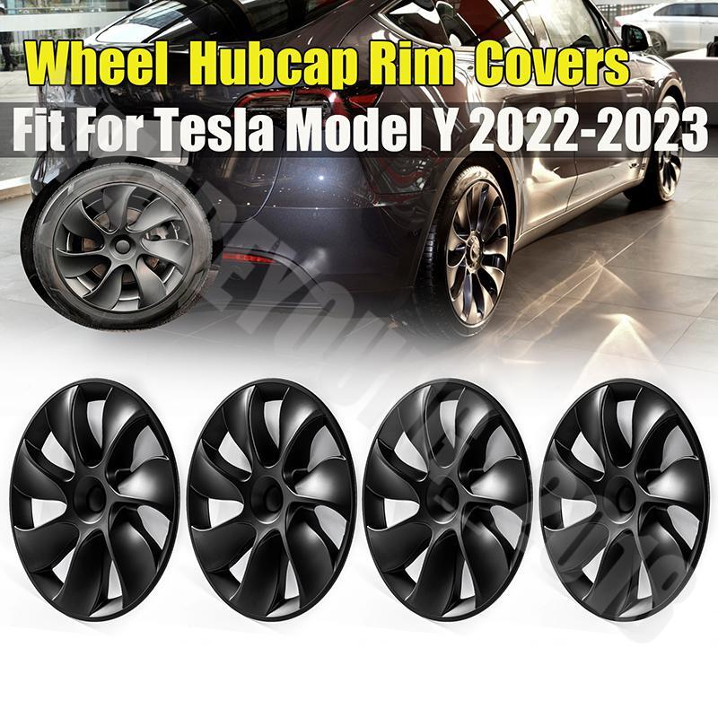 Fit For Tesla Model Y Hubcap 19-inch Induction Wheel Covers Matte Black ...