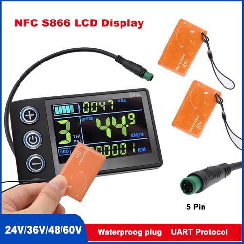 S866 E-Bike Display LCD Meter 24V 36V 48V 60V Control Panel with NFC ...
