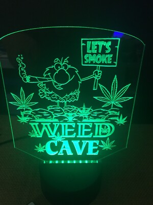 Marijuana Caveman Weed Man Cave LED Neon Light Sign Game Room ,Bar ...