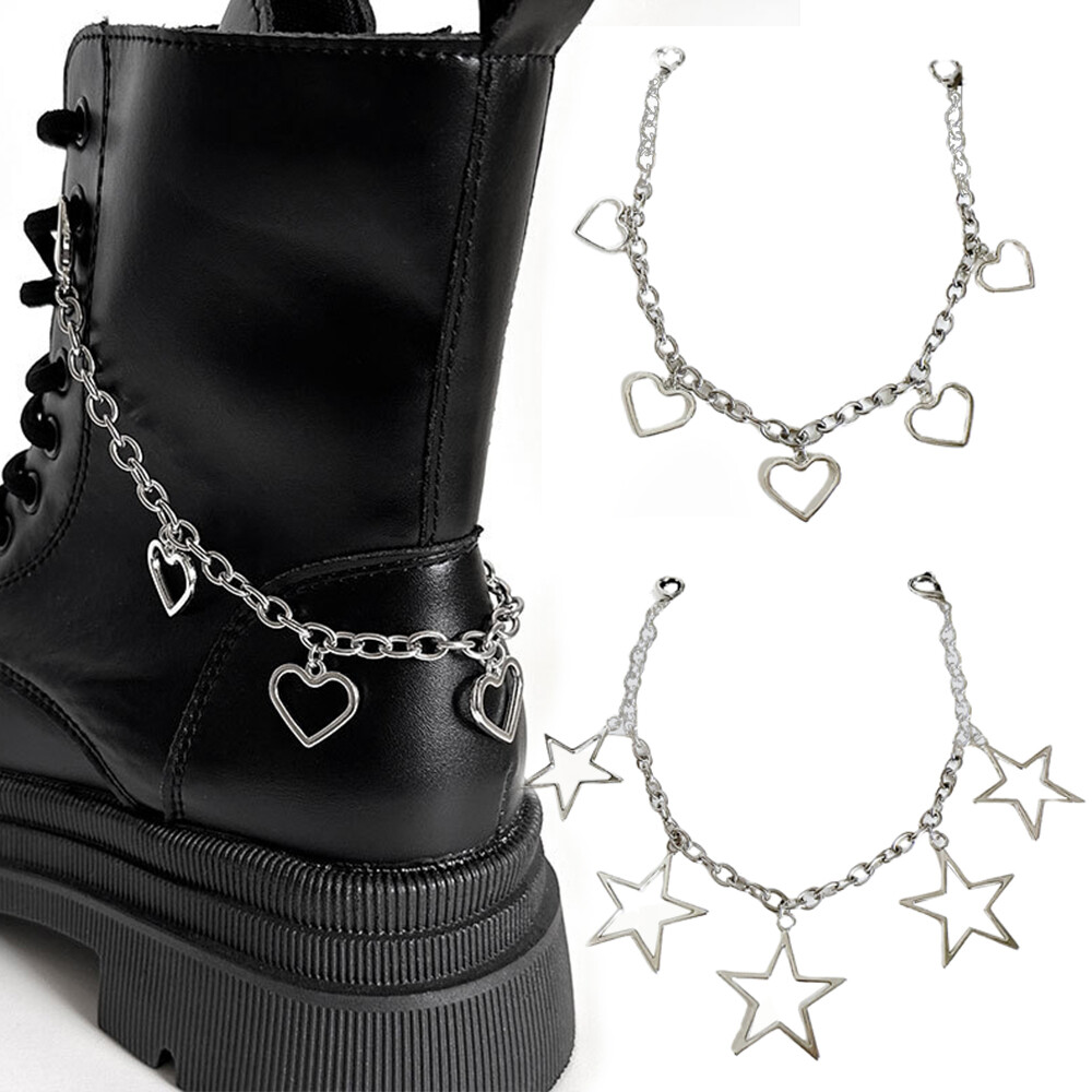 Metal Shoe Chain Hollow Stars Hearts Pendant Women Shoes Decoration ...