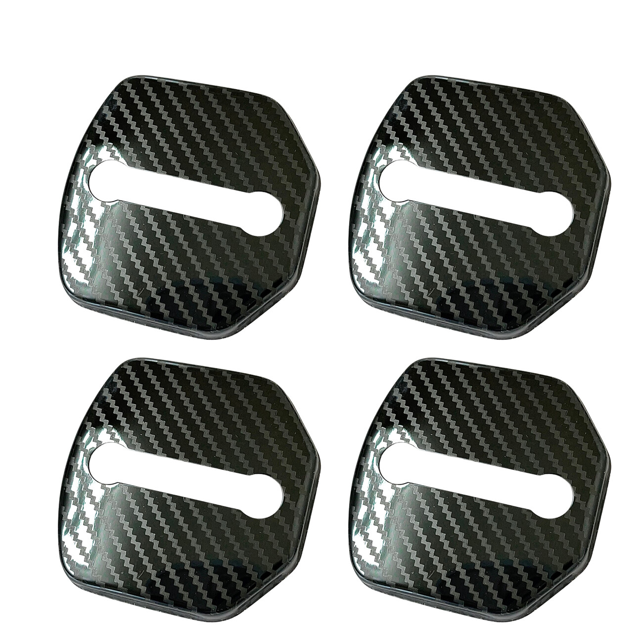 4X Gloss Carbon Fiber Look Stainless Door Lock Latch Catch Cover Fits ...