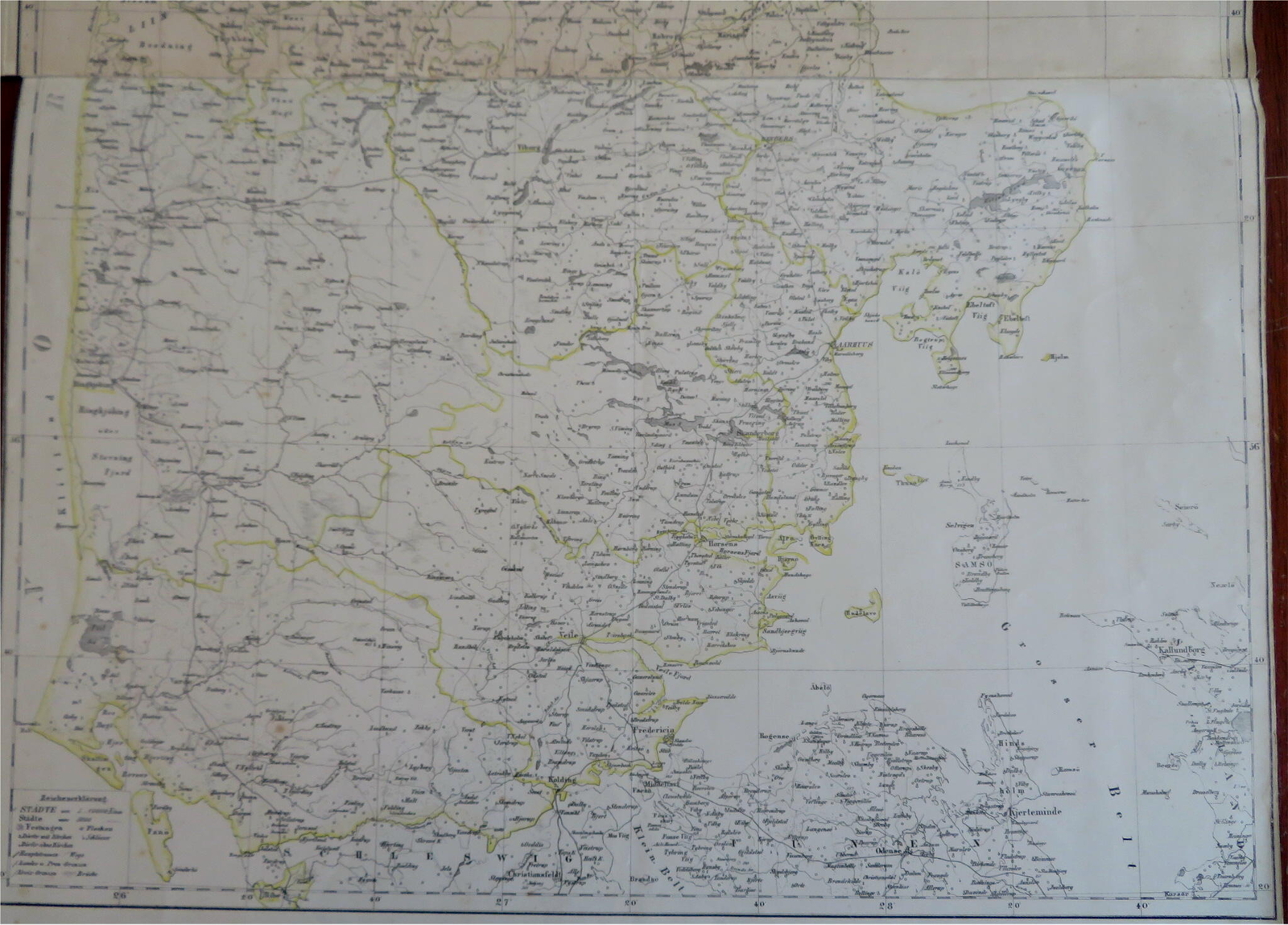 Jylland Denmark Jutland Peninsula 1848 Flemming detailed large map | eBay