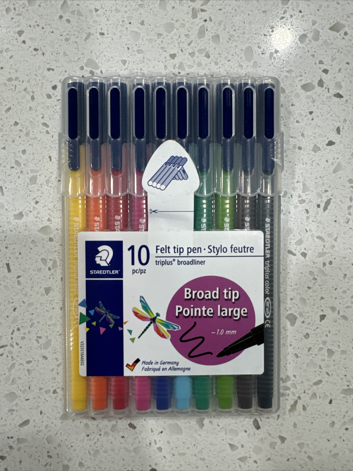 Staedtler Broadliner 1.0mm Felt Broad Tip 10 Pen Set Brilliant Bright ...