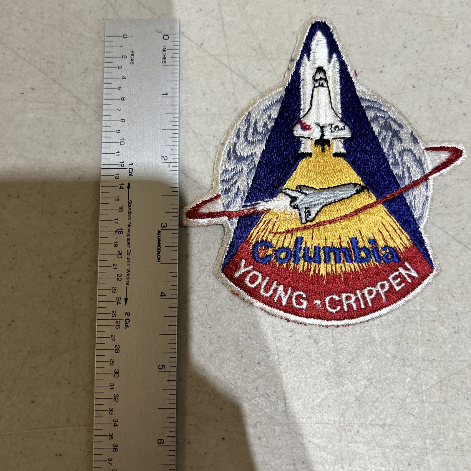 Vtg NOS Embroidered Patch Columbia NASA Space Shuttle Young Crippen Sew ...