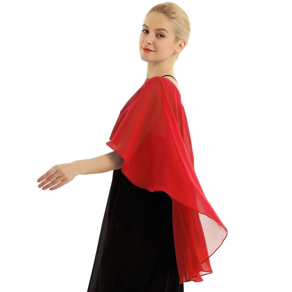 Womens Sheer Chiffon Capes Shawls Bolero Shrug Cover Ups Wedding ...