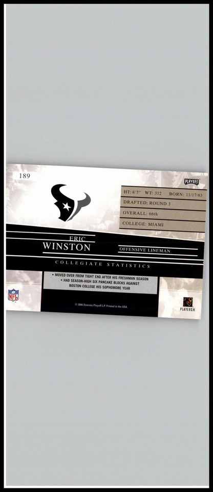2006 Playoff Prestige #189 Eric Winston | eBay