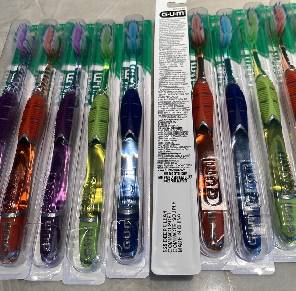 GUM 525 Technique Deep Clean Toothbrush Soft Bristles Assorted Colors ...
