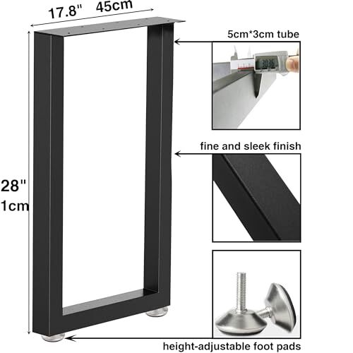 Metal Table Legs Square Tube Table Legs,Heavy Duty Desk 28" Rectangular ...