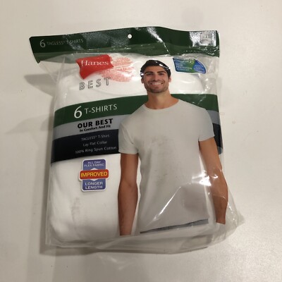 Hanes Men's White Tag less Crew Neck T-Shirts 6-Pack XL | eBay
