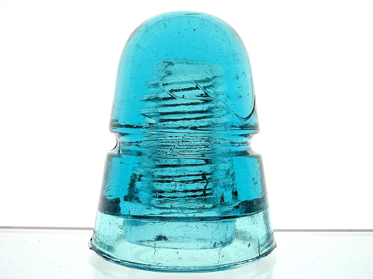 DOMER- BLAZING BLUE STAR MOLD VARIANT Glass Railroad Telephone Beehive ...