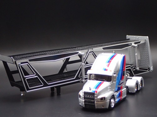 MACK ANTHEM RIG & CAR TRANSPORTER HAULER TRAILER SILVER 1:64 SCALE ...