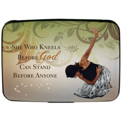 RFID Blocking Statement Card Holder | She Who Kneels | Green | eBay