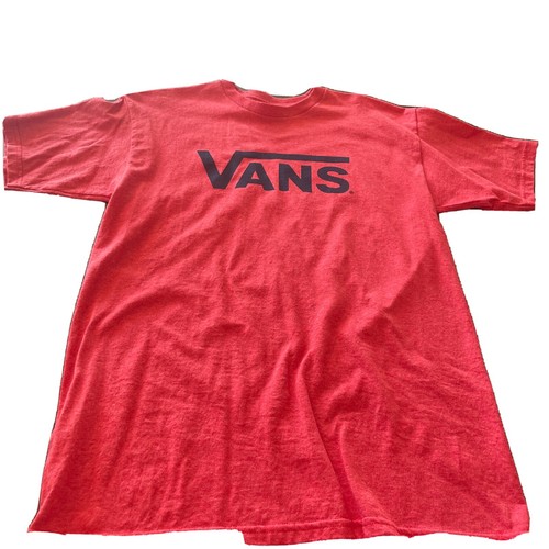 VANS Shirt Mens Medium Red Big Logo Spell out Graphic Short Sleeve ...