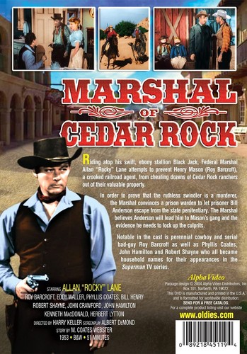 Marshal of Cedar Rock (DVD) Roy Barcroft Black Jack the Horse Phyllis ...