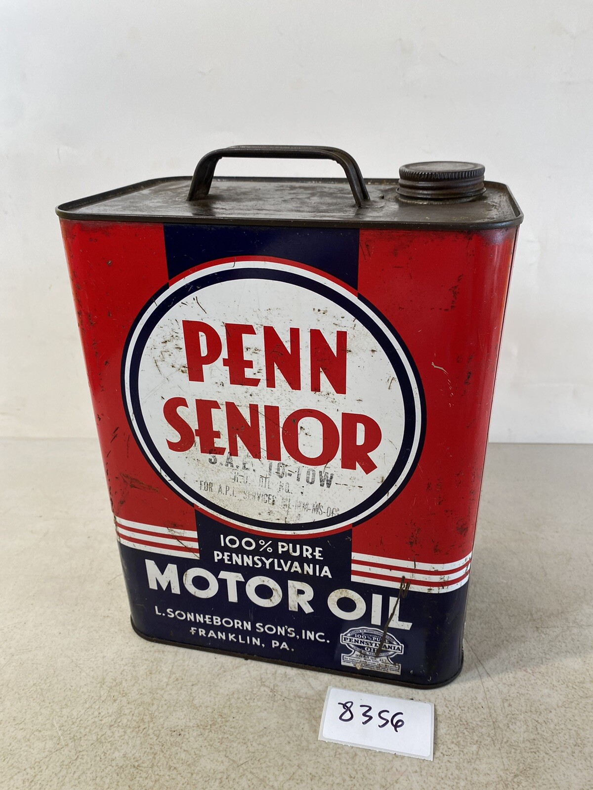 Penn Senior L Sonneborn Sons 2 Gallon Motor Oil Can Vintage Franklin PA ...