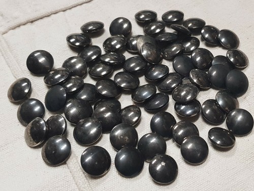 LOT 100 ANCIENS BOUTONS METAL COULEUR HEMATITE VINTAGE BUTTONS 18 mm ...