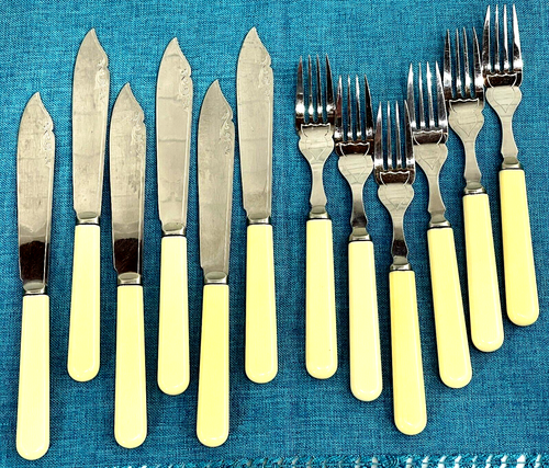 Vintage Firth Staybrite Fish Knife & Fork Set of 6 pairs- 12 pc ...