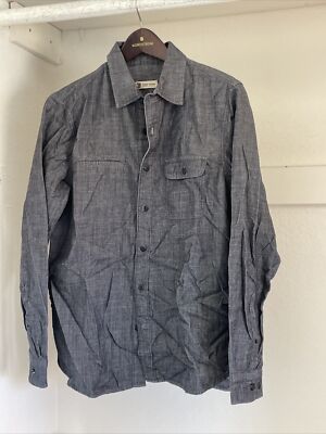 NORMAN RUSSELL GREY CHOMBRAY BUTTON UP LONG SLEEEVE MENS MEDIUM | eBay