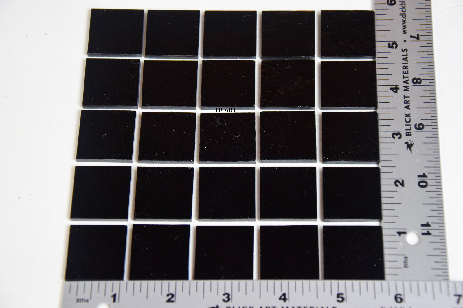 0100.30- 25 BLACK 1"x 1" BULLSEYE 3mm THICK GLASS BASES 90 COE TESTED ...