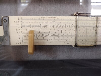 Vintage Keuffel & Esser Slide Rule W/Case, Mounted In Glass & Wood ...
