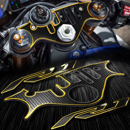 Handle Bar Yoke Cover Black+2-Tone Gold R1 Logo Emblem Sticker 15-21 ...