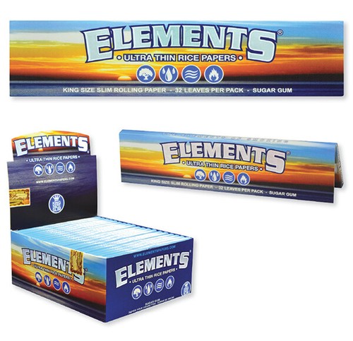 2x Elements King Size Slim Rolling Papers Ultra Thin Rice FREE USA ...