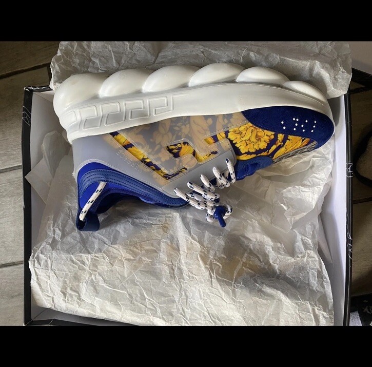 Versace Blue and Gold Chain Reaction Size 44 Men's Sh… - Gem