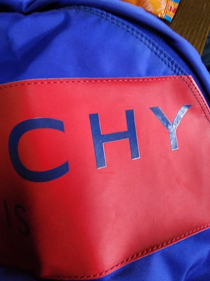 GIVENCHY Diagonal Logo Backpack Blue×Red Front Pocket Logo Engraving ...