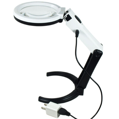 2.5X-8X Foldable LED Lighted Magnifying Lamp Reading Magnifier with USB ...