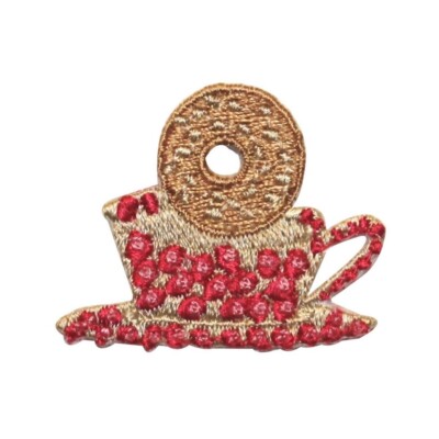 ID 1272 Fancy Tea Cup And Cookie Patch Coffee Donut Embroidered Iron On ...