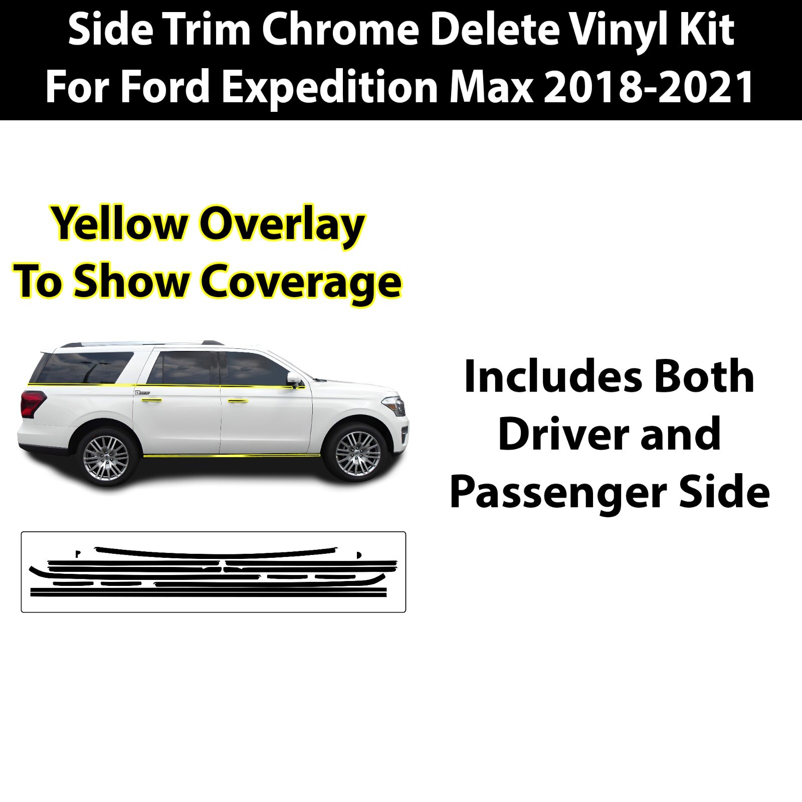 Fits Ford Expedition MAX 2018-2024 Side Window Chrome Delete Vinyl ...