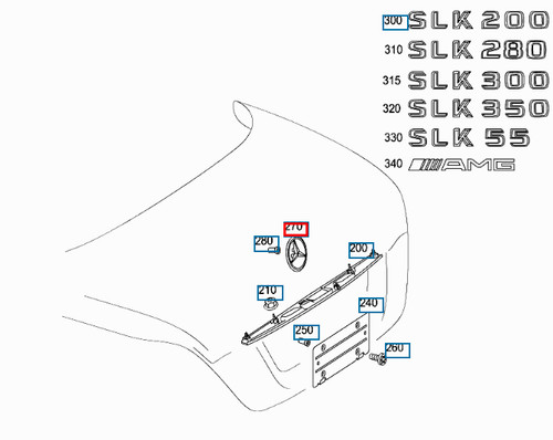 MERCEDES BENZ SLK R171 REAR TRUNK BOOT LID EMBLEM BADGE A1717580058 05 ...