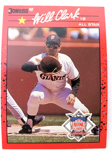 1990 Donruss Baseball Card #707 Will Clark Errors: No Dot After Inc ...