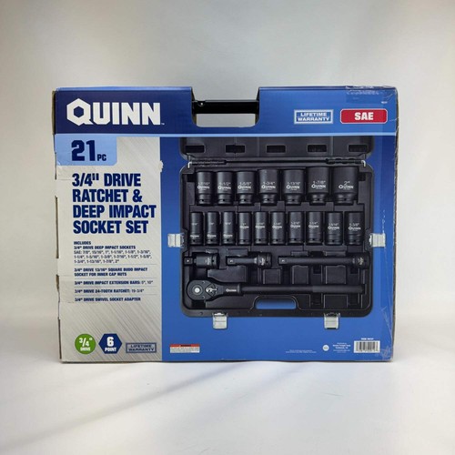 New QUINN 3/4 Drive Sae Ratchet & Deep Impact Socket Set 21-Piece | eBay