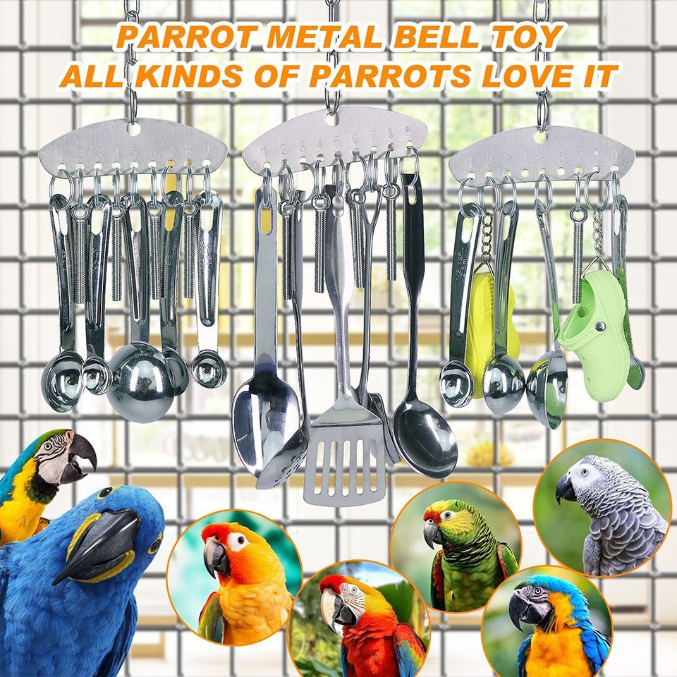 Spoon Clacker Stainless Steel Bird Toys Parrot African Grey Amazon ...