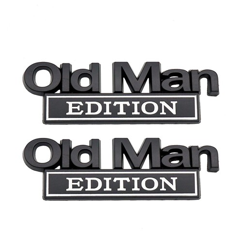 2pc Metal Old Man Edition Side Rear Front Hood Trunk Emblem 3D Badge ...