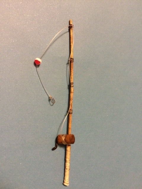 1:24 Miniature Bamboo Fishing Pole Rod 4" Handmade Nautical Dollhouse ...