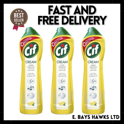 3 x Cif Lemon 100% tough dirt removal Cream Cleaner multipurpose 500 ml ...