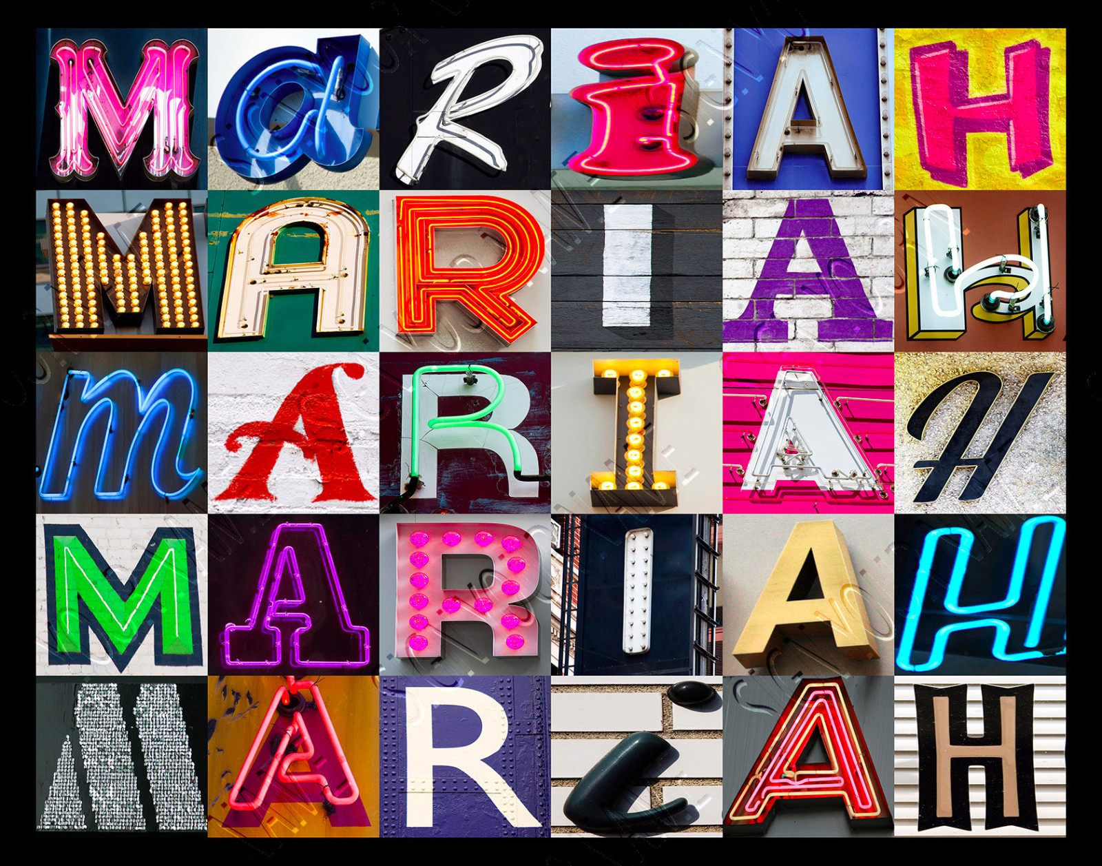 MARIAH Name Poster featuring photos of actual sign letters | eBay