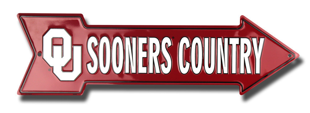 OKLAHOMA SOONERS EMBOSSED METAL ARROW SIGN SOONERS COUNTRY MAN CAVE ...