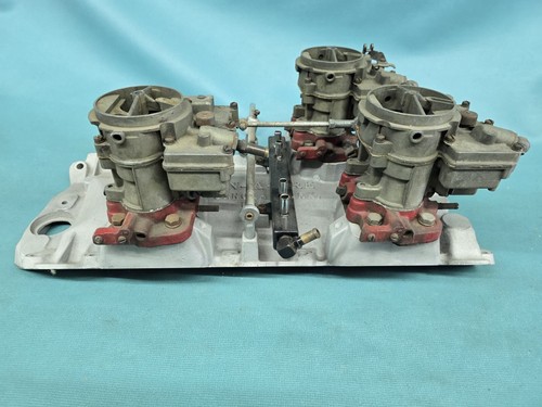 MAN-A-FRE 4 DUECE 4X2 BIG BLOCK CHEVY INTAKE MANIFOLD & CARBS HOT RAT ROD